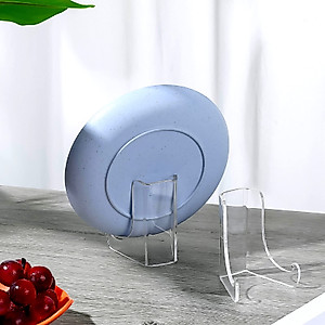 Chunful 2 Pieces Acrylic Plate Stands Clear Acrylic Easels Display Stands with Deep Support Shelves for Display Card Holder Photos Book Picture Table Top Holder Home Decors (3 x 2.6 x 2.2 Inch)