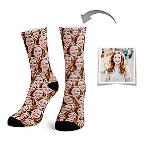 Custom Face Socks for Men Women with Dog Cat Pet Lover Photo, Personalized Funny Crew Socks with Pictures Christmas Anniversary Birthday Gifts for Boyfriend Girlfriend Mom Dad