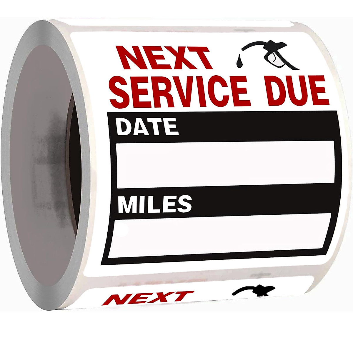 100 Pieces Oil Change Stickers，Service Reminder Labels, Auto Maintenance Service Due Reminder Stickers Labels，2 x 2 Inch, 1 Roll (Black)