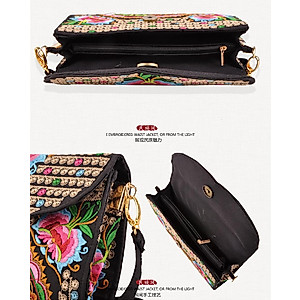 Chinese Embroidered Casual Canvas Women’s Wallets Zipper Closure Purse Wristlet
