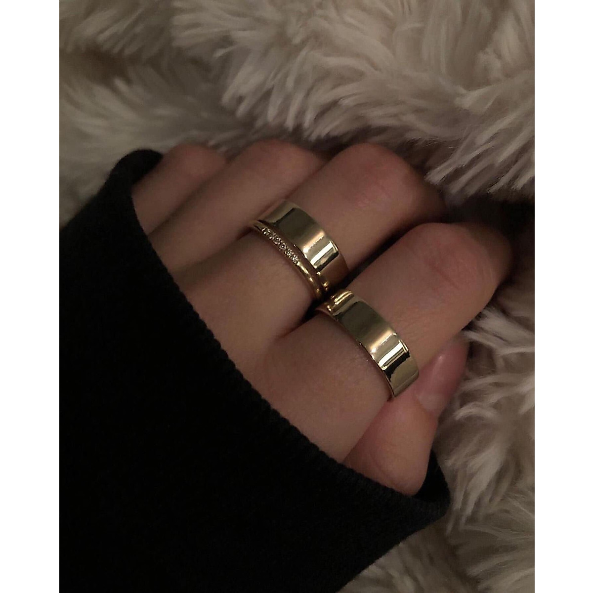 18k Gold Plated 6mm Daily Stacker Band Ring High Polished Minimalist Statement Band Ring Size 7