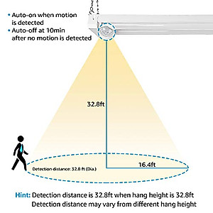 LEONLITE 4FT LED Utility Shop Light, 40W Motion Sensor Plug in Linkable Light Fixtures, 4000lm, 5000K Daylight, Suspension & Flush Mount, for Garage, Workshop, FCC, ES, ETL Certified, Pack of 2
