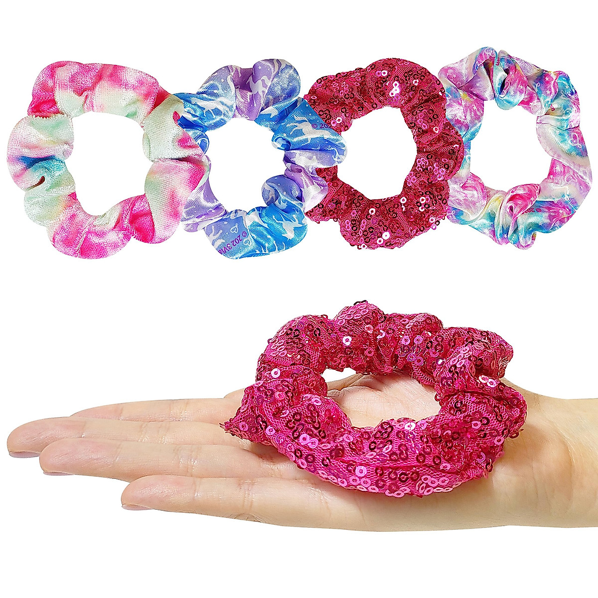 LUV HER Nickelodeon Jojo Siwa Hair Brush & 4 Scrunchies - Girls 9inc Hair Set, Detangling Brush for Thick Curly Thin Wet or Dry Hair - Hair Accessories for Kids Ages 3+