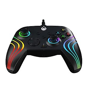PDP Afterglow Wave Wired LED Controller for Xbox Series X|S/Xbox One/PC, RGB Lights, Customizable/App Supported - Black