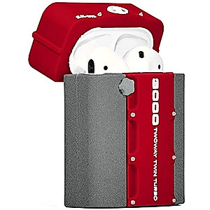 JDMTuning Supra 2JZ-GTE VVT-i Apple Airpods Engine Silicone Case Cover for Protection Fits 1st Gen and 2nd Gen Wireless Charging (Red)