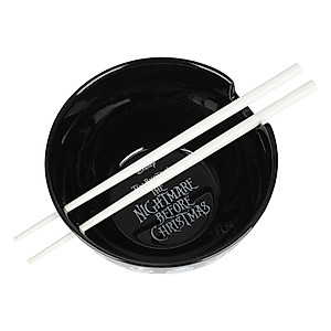 Bioworld Nightmare Before Christmas Jack Skellington On-The-Go Ceramic Ramen Bowl With Chopsticks