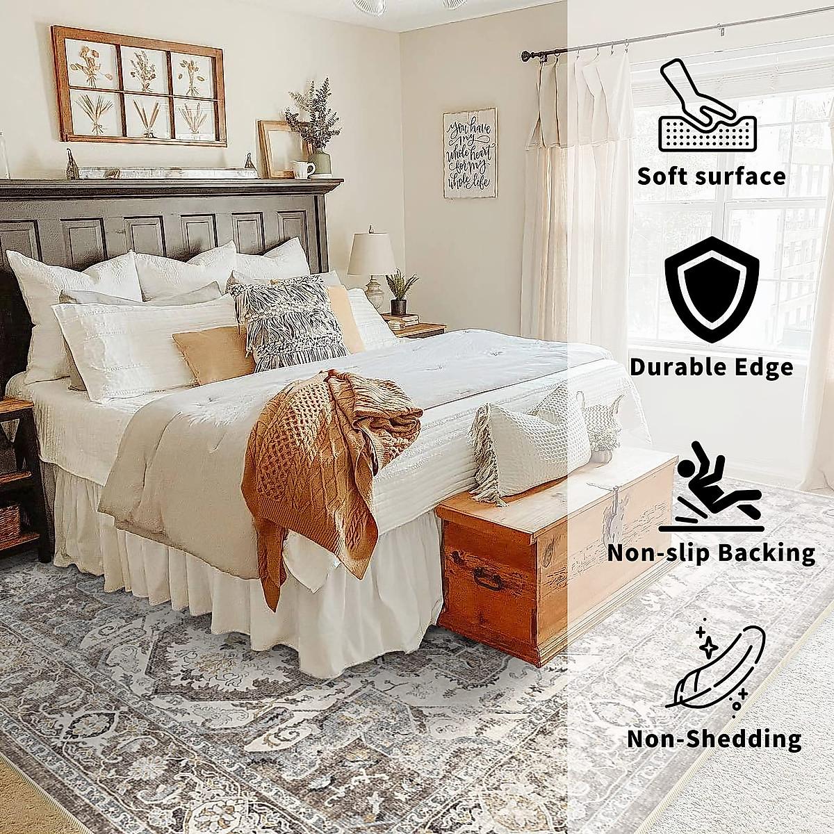 YOUFORTONG Area Rugs 9x12 Washable Non-Slip Rug Stain Resistant Rugs for Living Room Dining Room Bedroom Low-Pile and Ultra Soft Area Rug (Beige, 9x12)