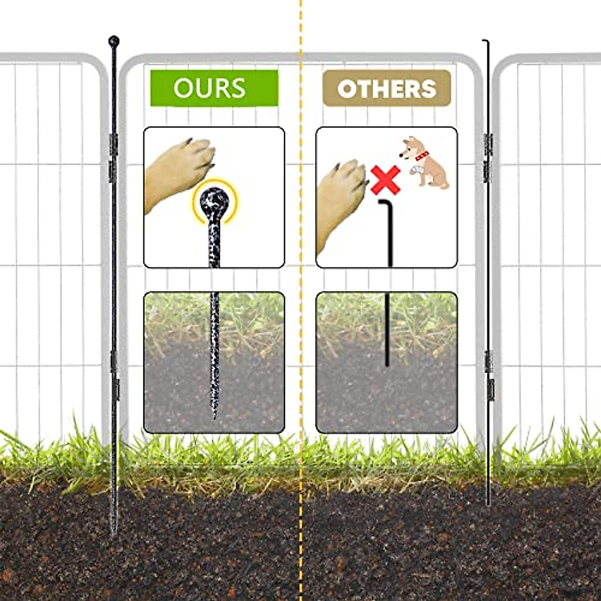 TMEE Garden Fence 8 Panels 18ft×32in Decorative Garden Metal Fence with 1 Gate Outdoor Landscape Animal Barrier Dog Pet Fencing for Yard Patio, Black