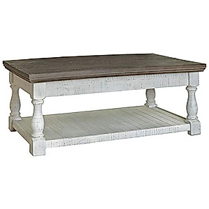 Signature Design by Ashley Havalance Farmhouse Lift Top Coffee Table, Gray & White with Weathered Finish & Havalance Farmhouse Square End Table