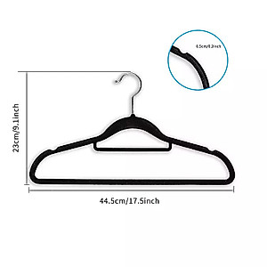 ThermalinX Premium Velvet Hangers 50 Pack - Non-Slip, Durable, Space Saver Clothes Hangers - Black Hangers with 360 Degree Rotatable Hook - Heavy Duty Coat Hangers - Black