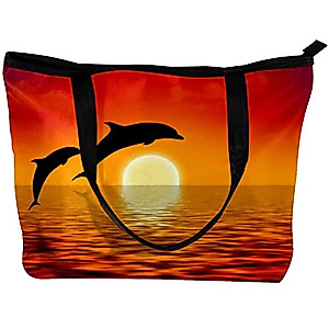 Purses for Women, Tote Bag, Bags for Women, Womens Handbags, dolphin red sea landscape pattern