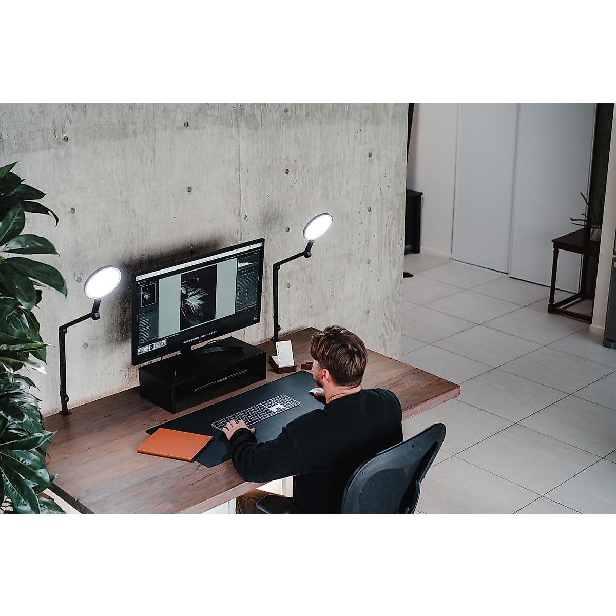 Lume Cube Edge LED Desk Light | Remote Work Swing Arm Desk Lamp with Clamp | Video Conferencing lighting, Zoom Webcam, Task Light, Drafting Light, Table Lamp | Adjustable Brightness, Color Temperature