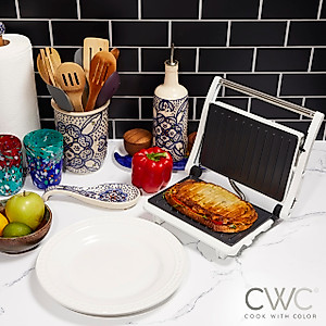 COOK WITH COLOR Panini Maker: Effortless Grilling at Your Fingertips - 2-Slice Press Grill, 760W Power, Non-Stick Plates, Cool Touch Handle, Compact Design, Fast Cooking - Ideal for Delicious Paninis!