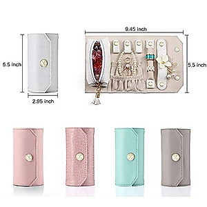 Vlando Small Travel Jewelry Roll Bag Organizer, Smart Size & Light Weight for Daily Jewelries (Mint Green)