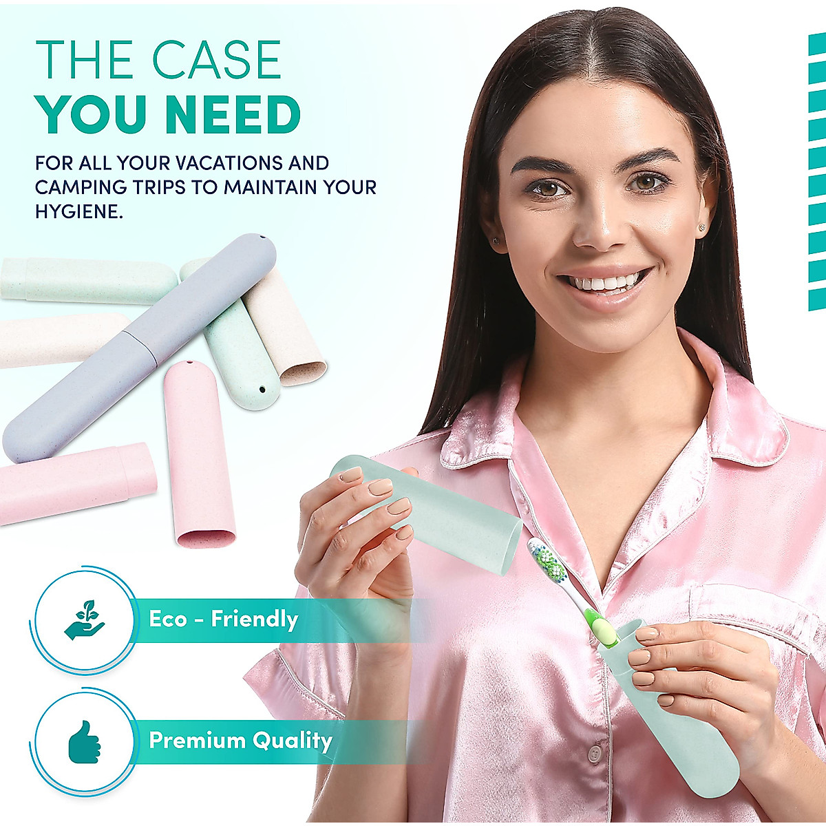 Flytofer 4 PCS Travel Toothbrush case with Ventilation Holes – Portable breathable Plastic Toothbrush Holders - Ideal for Travel, Camping, Trips, School, Home