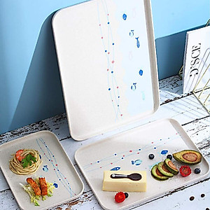 Cabilock Wheat Straw Dinner Plate 1pc Decorative Serving Trays Coffee Table Tray Wood Tea Plate Wheat Straw Tray Safe Serving Tray Dessert Tray Dinner Plate Fruit