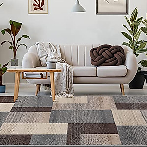 Superior Indoor Large Area Rug, Jute Backed, Perfect For Entryway, Office, Living/ Dining Room, Bedroom, Kitchen, Modern Geometric Patchwork Floor Decor, Clifton Collection, 8' x 10', Grey