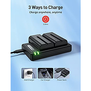 Evatronic NP-F550 Battery Charger Set, Compatible with Sony Battery NP-F970 F960 F770 F750 F570 F550 F530 F330 TR516 TR716 TR818 TR910 TR917 LCD,Dual Slot, Monitor, Camera Slider (2-Pack 2900mAh)