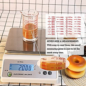 Ackers Shot Glass Measuring Cup 4 Ounce/120ML Liquid Heavy High Espresso Glass Cup Red Line，V-Shaped Spout