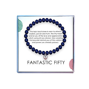 SOLINFOR 50th Birthday Gifts for Women - Lapis Lazuli Beads Bracelet - 50 Years Old Jewelry Gift Idea for Her