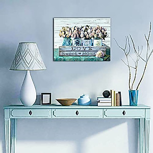 HKDGOKA Wall Decor for Bedroom - Rose Canvas Wall Art for Living Room Rustic Farmhouse Paintings Pictures Ready to Hang for Bathroom Home Decorations 11x15inch