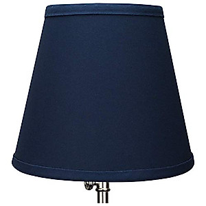 FenchelShades.com Lampshade 5" Top Diameter x 9" Bottom Diameter x 7" Slant Height with Clip-On Attachment for Standard Edison-Style Lightbulb (Linen Navy Blue)