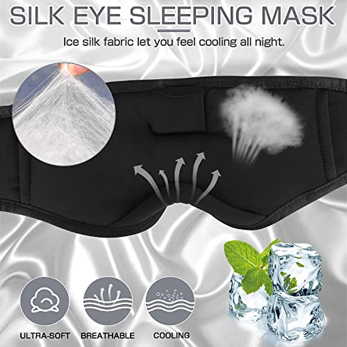 Sleep Mask with Bluetooth Headphones,LC-dolida Sleep Headphones Bluetooth Sleep Mask 3D Sleeping Headphones for Side Sleepers Best Gift and Travel Essential (Classical Grey)