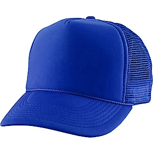 Trucker Roy Classic Foam Front Mesh Back Trucker Hat Baseball Cap Plastic Adjustable Snapback (One Size, Royal Blue)