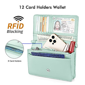 nuoku Women Small Crossbody Purse Cell Phone Wristlet Wallet Purse with RFID Card Slots and Strap for Women