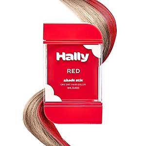 Hally Hair Temporary Hair Color, Shade Stix (Red) - 12 ml Washable Hair Chalk for Kids, Teens & Adults - One Day Pop of Color Hair Dye for Festivals, Sporting Events & Parties, All Hair Types