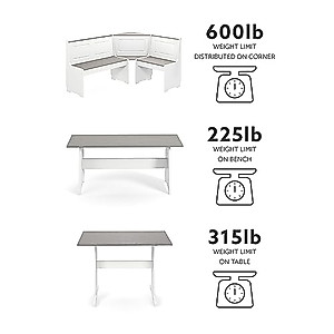 Linon Grey and White Breakfast Dining Set Ardmore Nook