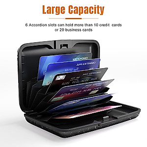 Rimilak Aluminuml Credit Card Holder, Mini Credit Card Wallet RFID Blocking Slim Metal Hard Case for Women Men, Black Mable