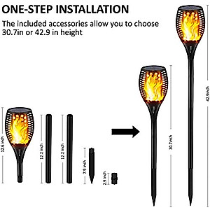 Gold Armour 2 Pack Solar Lights Upgraded - Flickering Flames Torch Solar Path Light - Dancing Flame Lighting 96 Led Dusk to Dawn Flickering Tiki Torches Outdoor Waterproof Garden