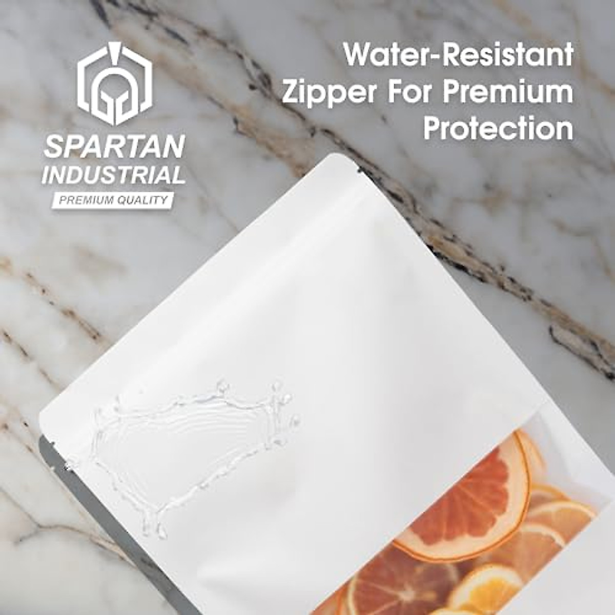 Spartan Industrial - 4" X 6" White Resealable Stand-Up Pouches - Pack of 100 Small Smell-Proof Food Pouch Bags for Packaging, Pet Treats, Cosmetics, and More