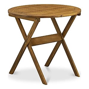 East West Furniture BMNTDNA Patio Furniture Outdoor Acacia Wood Round Coffee Table, 30x30 Inch, Natural Oil