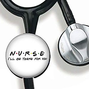 I'll be There for You-Nurse and Friends Stethoscope Tag Personalized,Nurse Doctor Stethoscope ID Tag Customized, Medical Stethoscope Name Tag with Writable Surface-Black