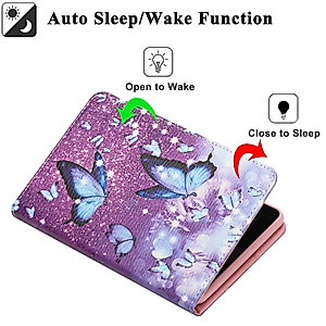 YUNHOTIC Case for All-New Amazon Fire HD 8 & 8 Plus (12th/10th Generation, 2024/2022/2020 Release), Pen Holder, Premium PU Leather Stand Cover with Smart Auto Wake/Sleep, Butterfly