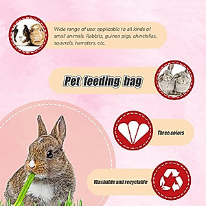 Rabbit Hay Feeder Bag, 2 Holes Hay Hanging Feeder Storage for Rabbit Guinea Pig Chinchilla, 600D Oxford Cloth Fabric with 1 Molar Stone (Black&Blue&Strawberry)