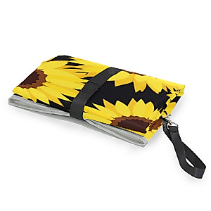 Sunflower Baby Changing Pad, Portable Diaper Changing Pad, Diaper Bag Mat, Foldable Travel Changing Station | Stroller Strap,Side Pocket for Wipes Diaper