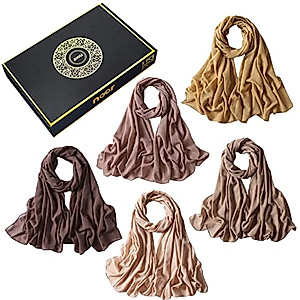 NOOR 5 pcs Hijab Scarfs for Women - Premium Quality Chiffon Hijab, Soft and Lightweight. Hijab Gift Box - 5 Colors Set (Mix Colors 1)