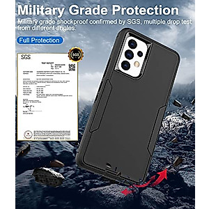 Dahkoiz for Samsung Galaxy A53 5G Case, with Tempered Glass Screen Protector and Dust-Proof Port Cover, Full Body Protection Durable Rubber Phone Case for Samsung Galaxy A53 5G UW, Black