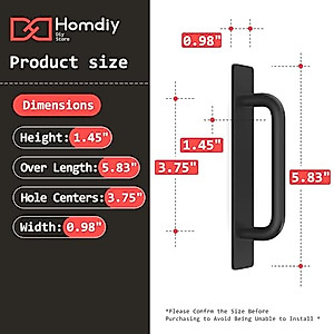 homdiy 2 Pack Adhesive Cabinet Handle Stick on Door Handles Self Stick Drawer Pulls No Drilling Black Cabinet Pulls Push Pull Helper for Kitchen Window Sliding Door Closet - 5.83"