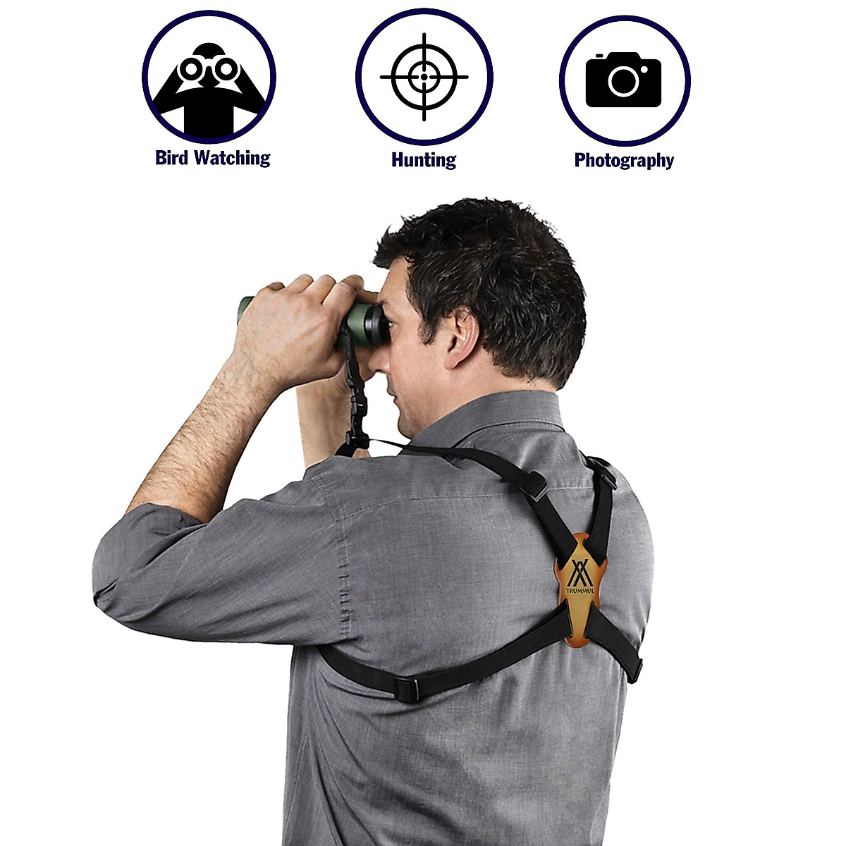 Trummul Binocular Harness Strap Best Chest Harness Strap for Hunters Photographers and Golfers Upgraded Version(Black)
