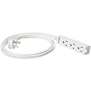 Amazon Basics Rectangular Indoor Extension Cord Power Strip - 6-Foot, 3-Prong ,Flat Plug, Grounded - 13 Amps, 1625 Watts, 125 VAC - 2-Pack, White
