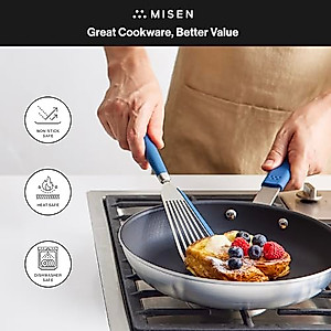 Misen Fish Silicone Spatula - Slotted Turner for Cooking - Perfect for Frying - Heat Resistant - Dishwasher Safe -1mm Thick Flexible Flipper - Soft Silicone Grip Handle for Easy Use