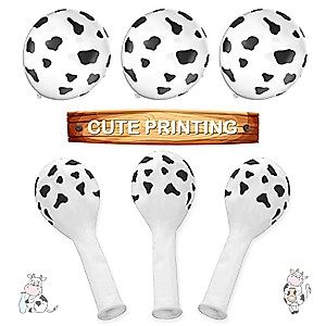 26 Pieces Cow Balloons, Cow Print Balloon Giant Cow Shape Mylar Foil Latex Balloons Funny Print Balloons for Western Cowboy Farm Animal Ballons Birthday Party Supplies Cow Themed Party Decorations