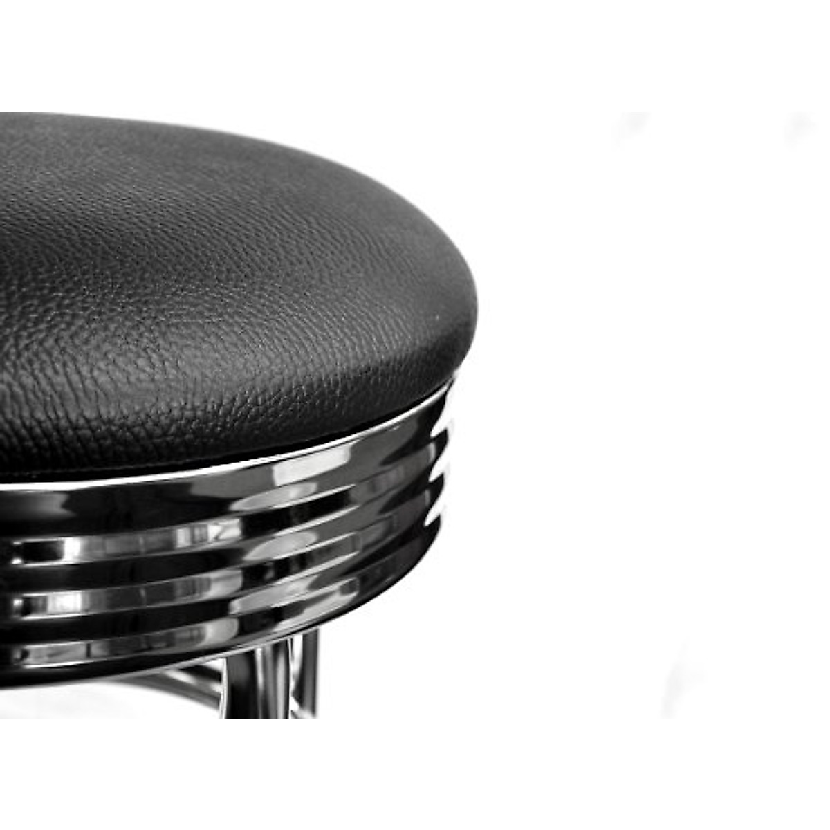 TRINITY Heavy Duty 30-Inch Backless Swivel Bar Stool for Kitchen, Garage, or Workshop, Chrome Finish with Faux Leather Seat, 2 Pack, Black