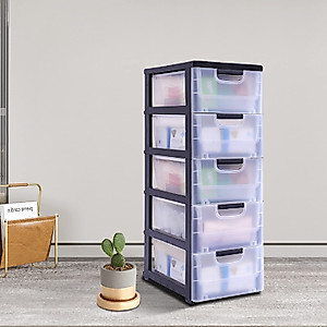 BAITGMYING 5 Drawers Stackable Storage Cabinet PP Plastic Clothes Storage Box 11.81×15.75×33.07 for Storing Clothes Towels Toys