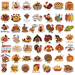 100 Pcs Thanksgiving Stickers Pack Pumpkin Fall Sticker Decals Waterproof Cute Aesthetic Stickers for Kids Aldults Teens Thanksgiving Day Decoration Gifts