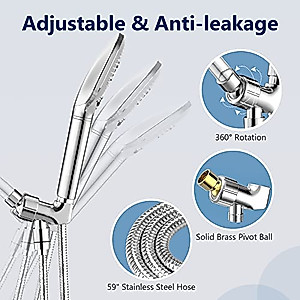 Filtered Shower Head with Handheld, High Pressure Shower Head with Filter For Hard Water, Upgraded KDF Filter Water Softener Showerhead with Hose & Adjustable Bracket, Detachable Shower Head - KOSNEW